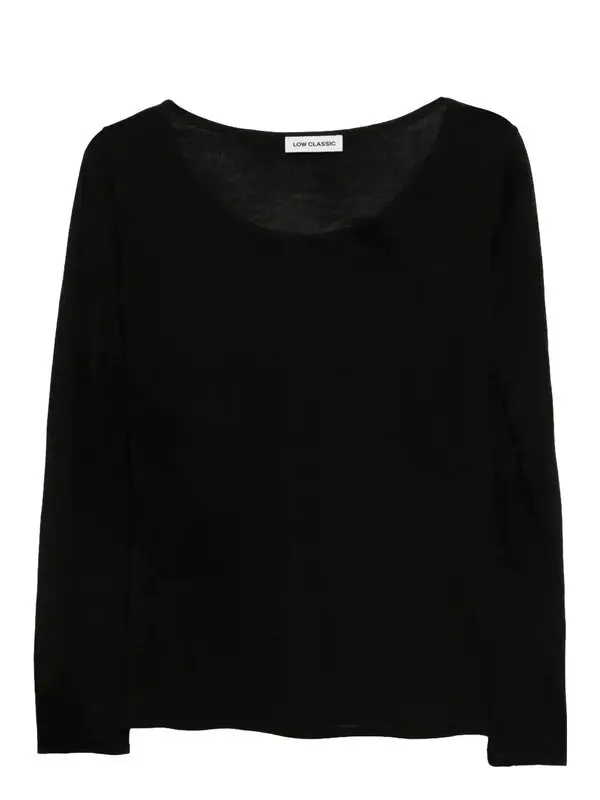 LOW CLASSIC Round Neck Knitted Top - Black