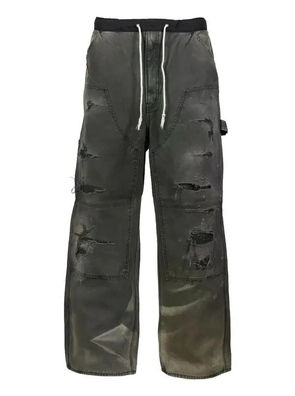 ANACHRONORM Distressed Wide-leg Jeans - Grey