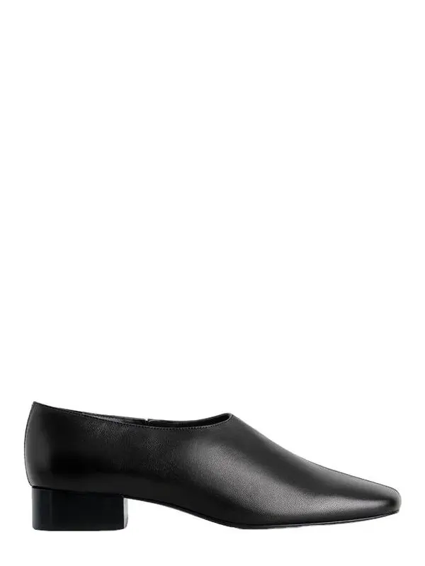 Cos Square-toe Leather Heeled Shoes - Black
