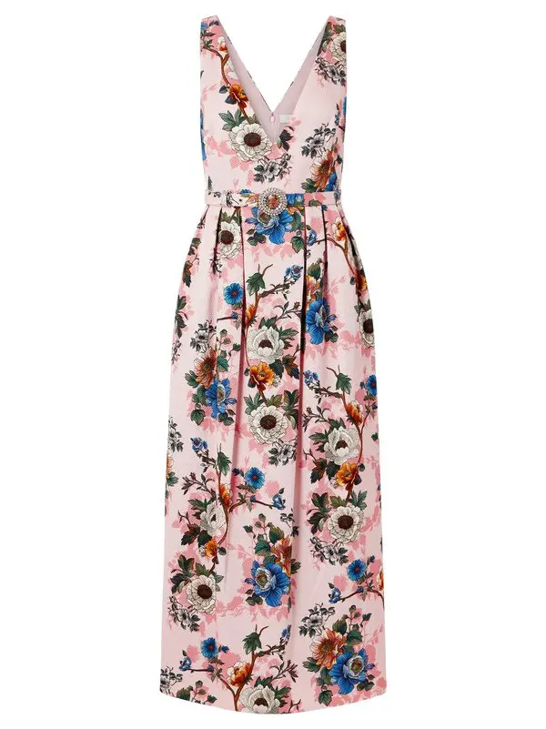 Borgo De Nor Jules Floral-print Cotton-blend Cloqué Midi Dress - Pink