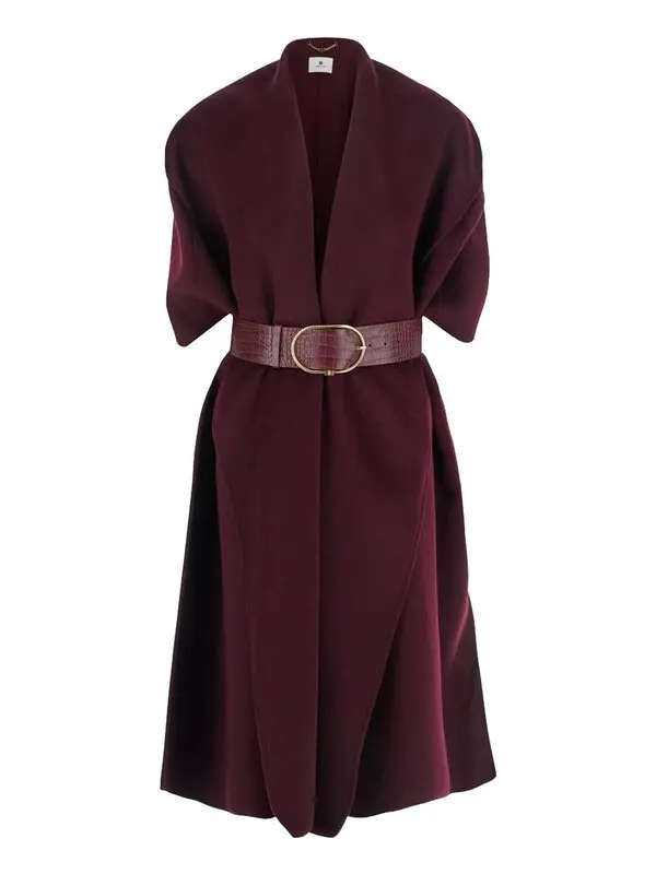 Elisabetta Franchi Coat With Belt In Wool - Red