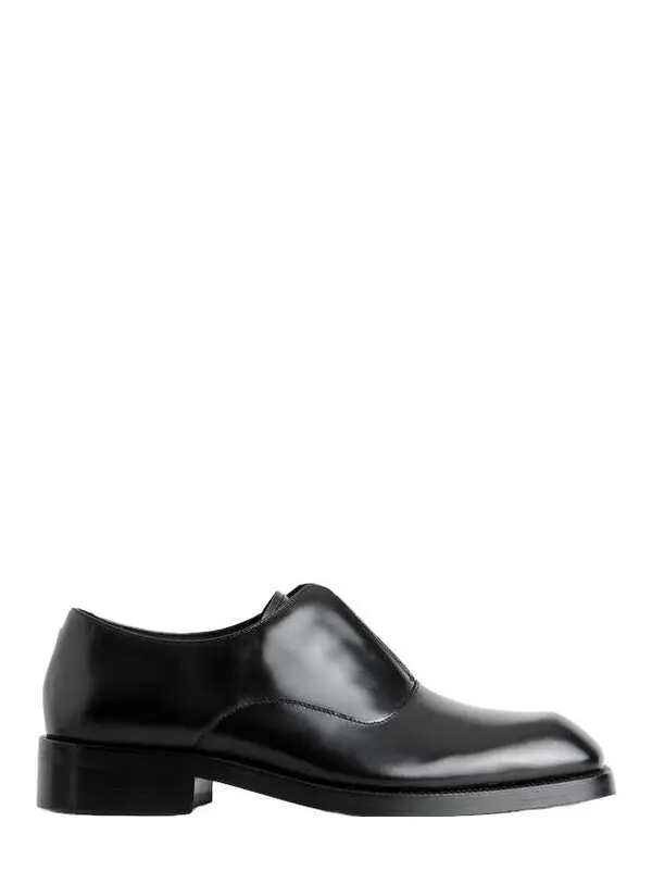 Cos Square-toe Leather Oxford Shoes - Black
