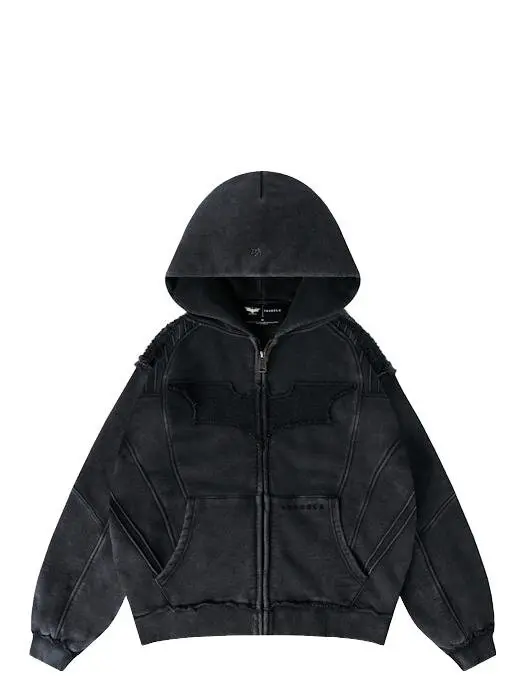 YOUNGLA Armored Zip-up Hoodie - Black Wash