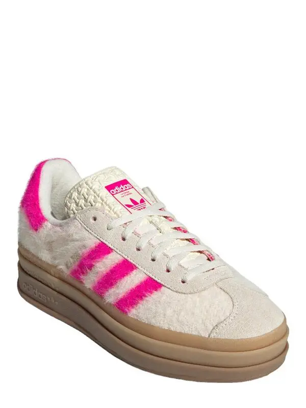 Adidas Gazelle Bold Sneakers - Cream White / Shock Pink / Gold Metallic