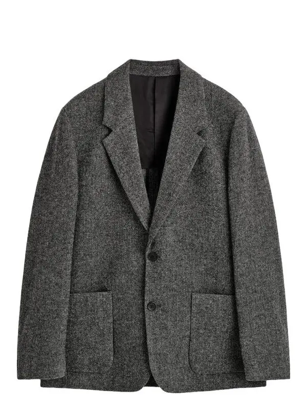 Cos Unstructured Wool-herringbone Blazer - Green