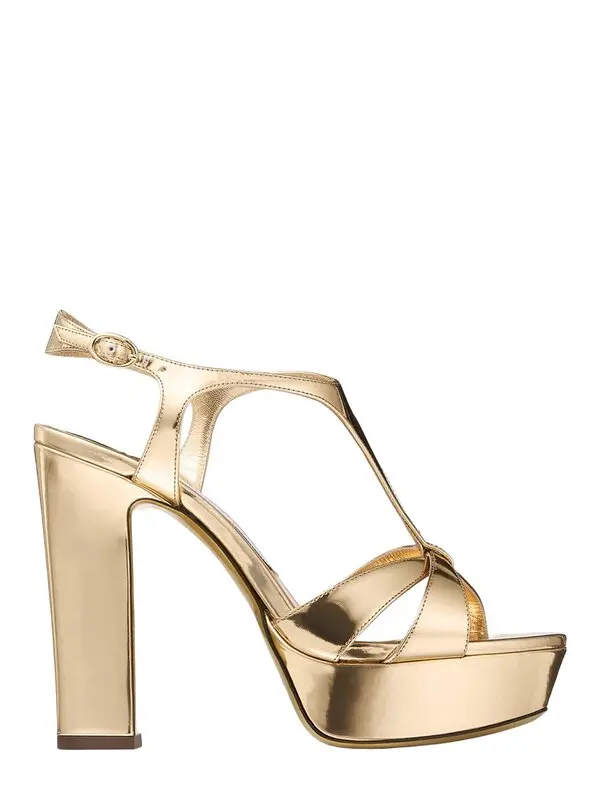 JIMMY CHOO Kesia 120 Leather Sandals - Gold