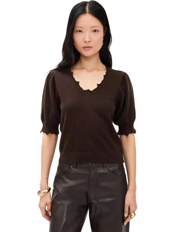 Ulla Johnson Polline Short Sleeve Top - Wenge