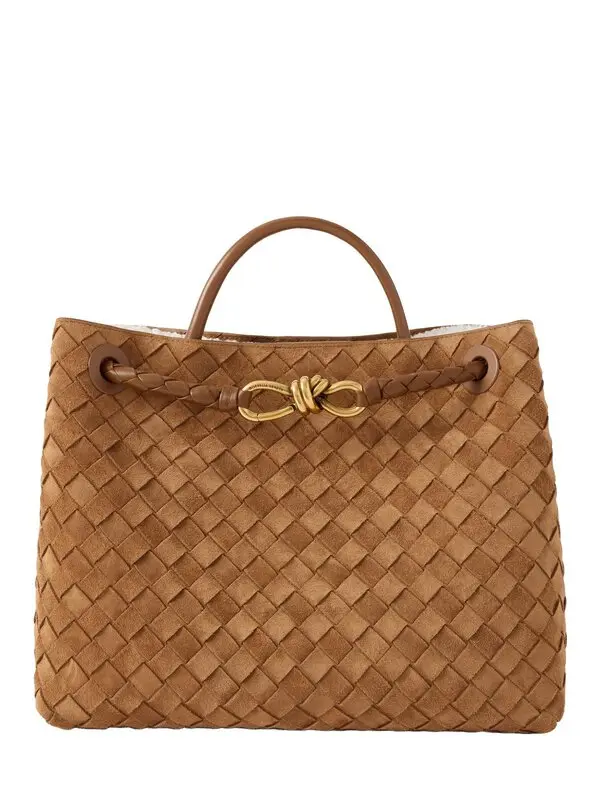 Bottega Veneta Andiamo Medium Intrecciato Suede Tote - Brown