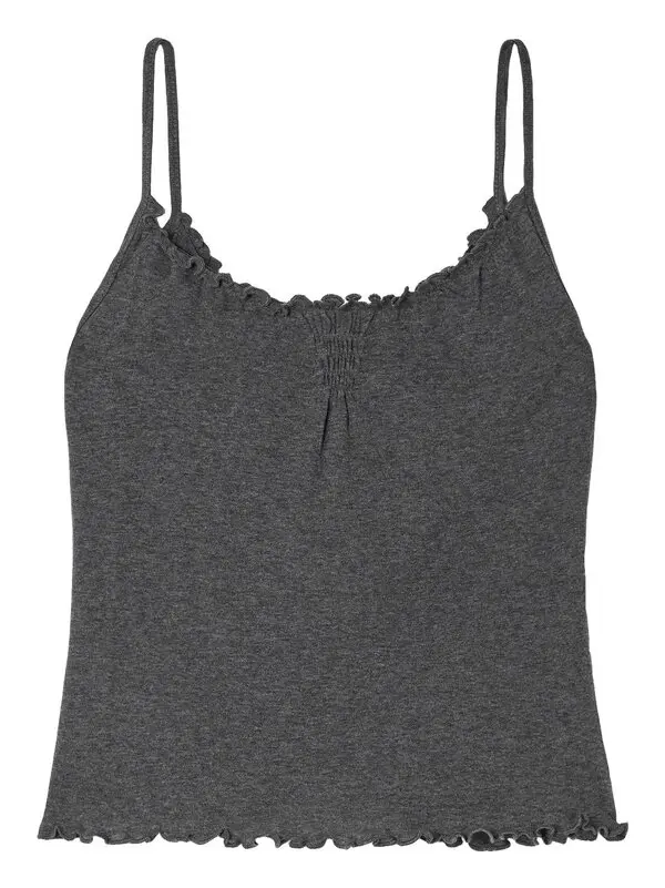 DEIJI STUDIOS Flounce Shirred Cotton And Wool-blend Tank - Gray