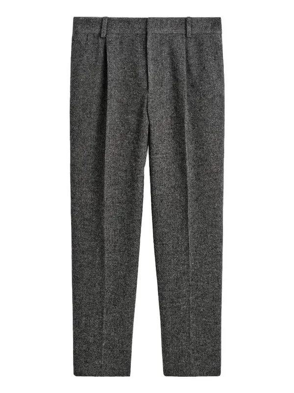 Cos Wool-herringbone Straight-leg Pants - Green