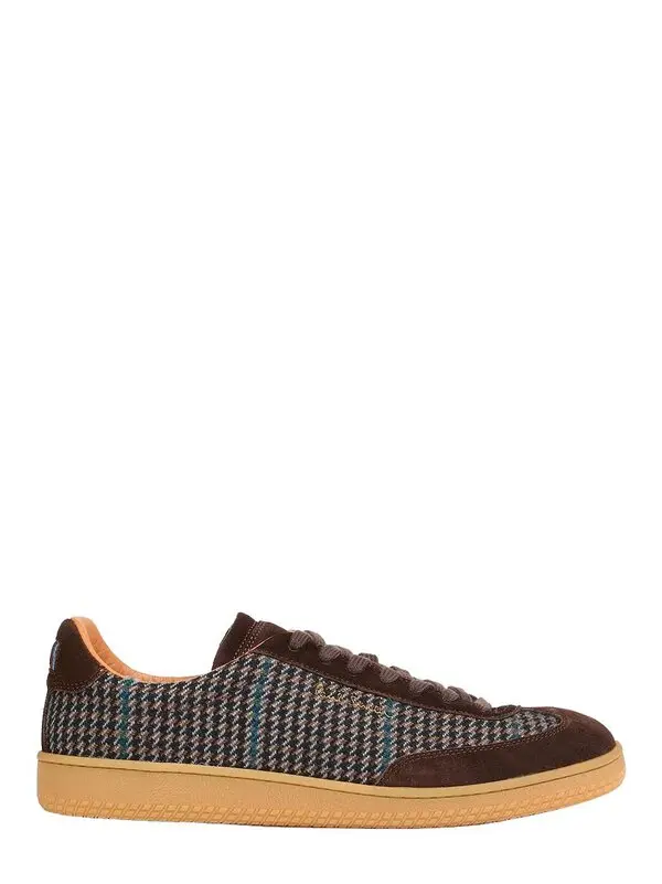 Paul Smith Como Houndstooth Tweed And Suede Sneakers - Dark Brown