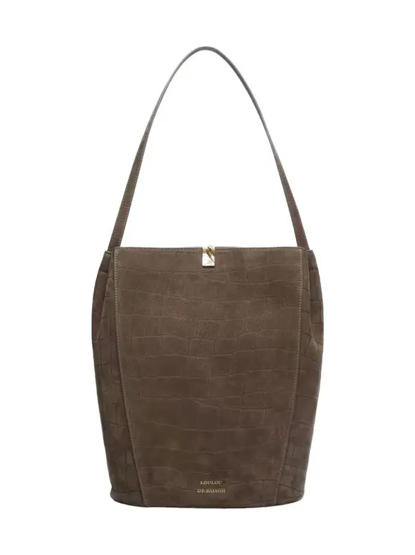 Loulou De Saison Audrey Embossed Shoulder Bag - Brown