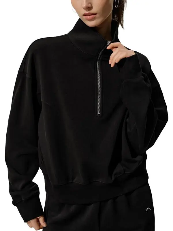 Lilysilk Heirloom '89 Half-zip Pullover - Black