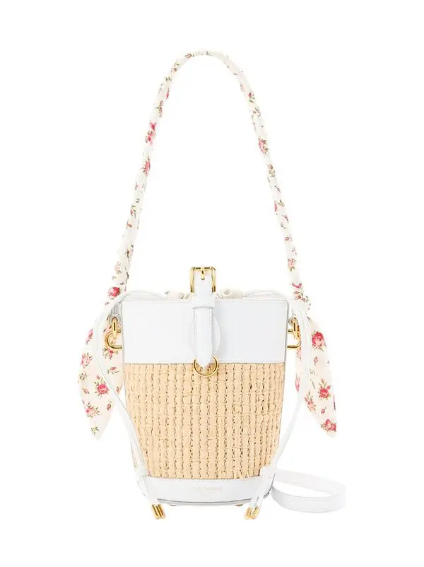 Dolce & Gabbana Woven Bucket Bag - Light Beige/white