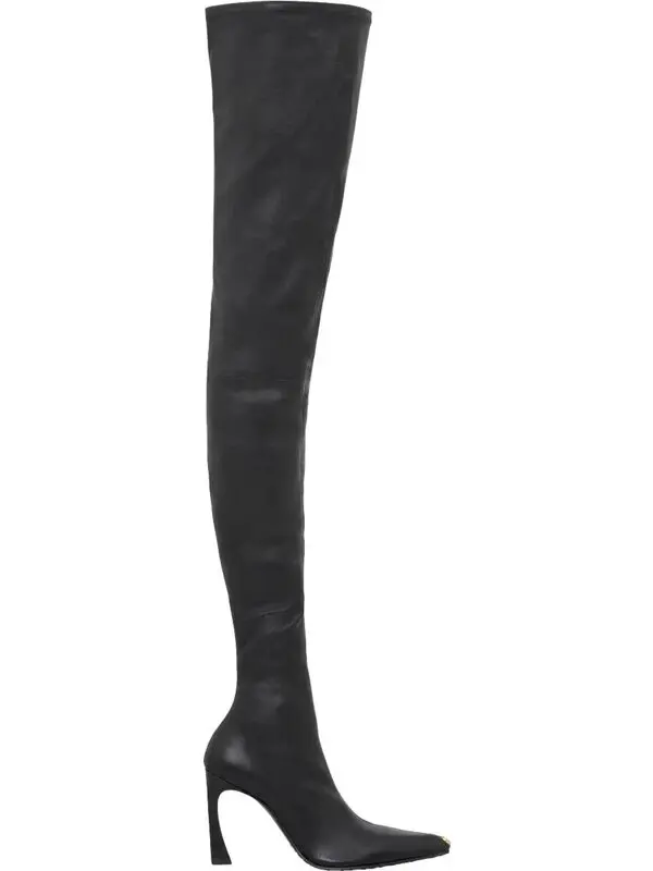 MARINE SERRE Thigh-high Pointed Toe Heeled Boots - Black