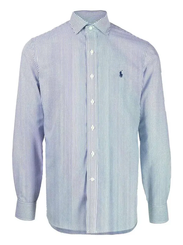 Polo Ralph Lauren Striped Logo-embroidered Shirt - Blue