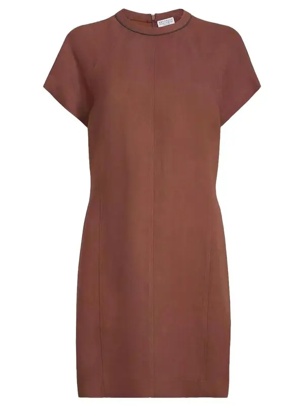 Brunello Cucinelli Mini Dress With Trim Detail - Orange