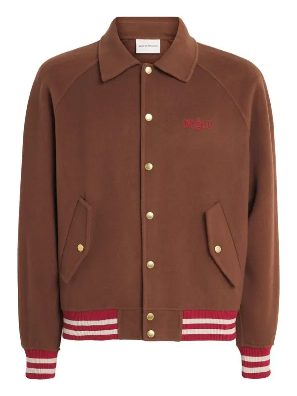 Drole De Monsieur Wool-blend Logo Bomber Jacket - Brown