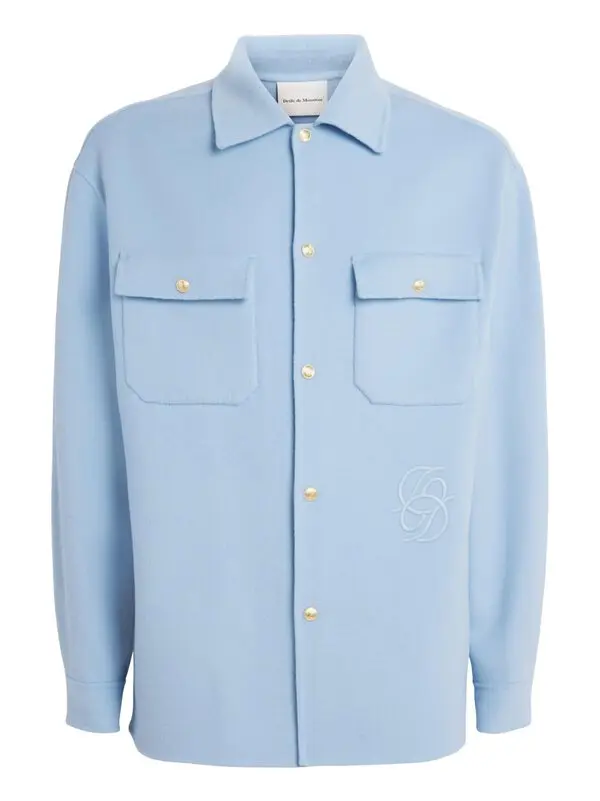Drole De Monsieur Wool-blend Logo Overshirt - Blue