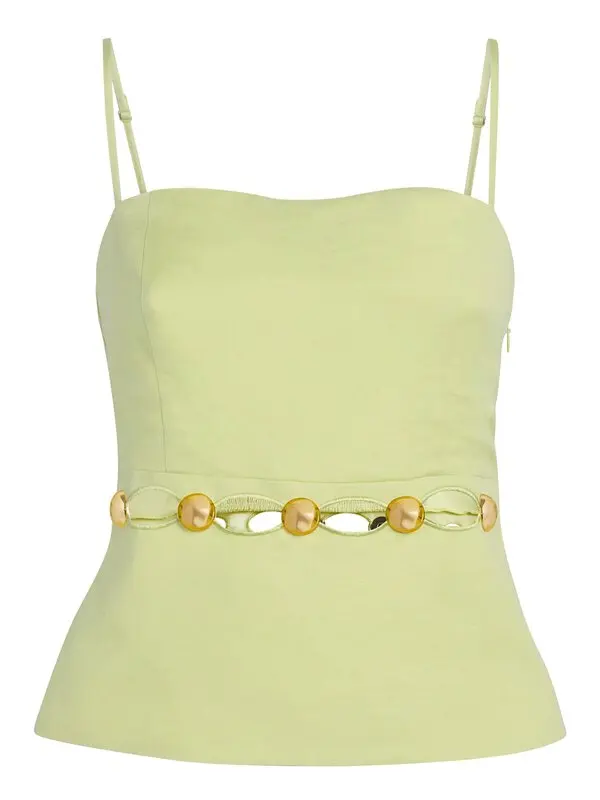 Simkhai Linen-blend Studded Cami - Green