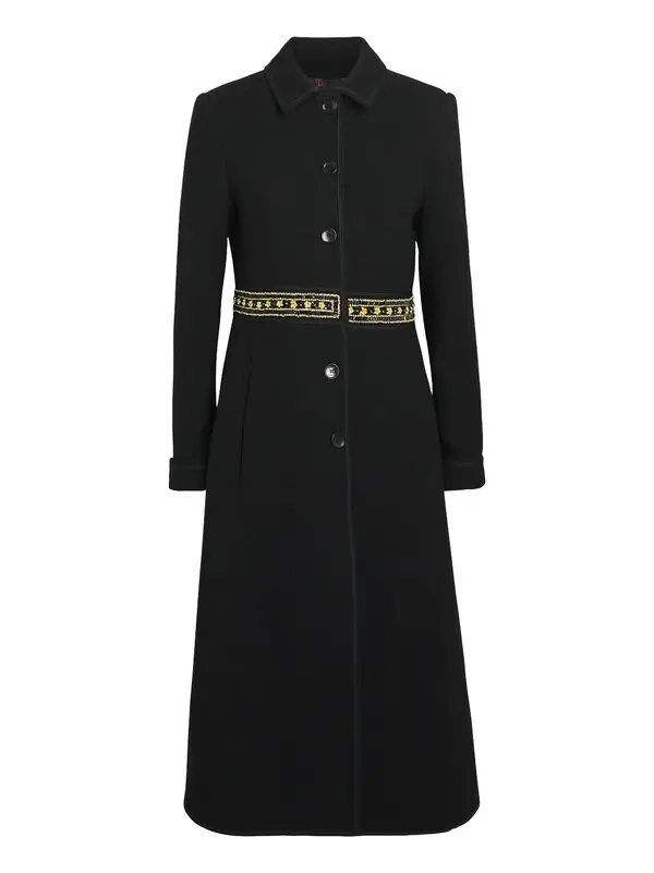 Etro Wool Beaded Overcoat - Black