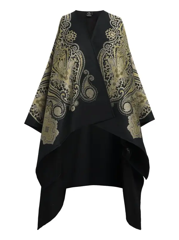 Etro Wool-blend Paisley Cape - Black