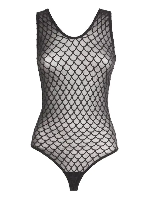 Wolford Velvet Net Illusion Bodysuit - Black