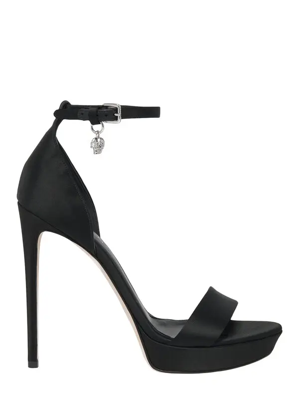 Alexander McQueen Satin Jewel Heeled Sandals 125 - Black