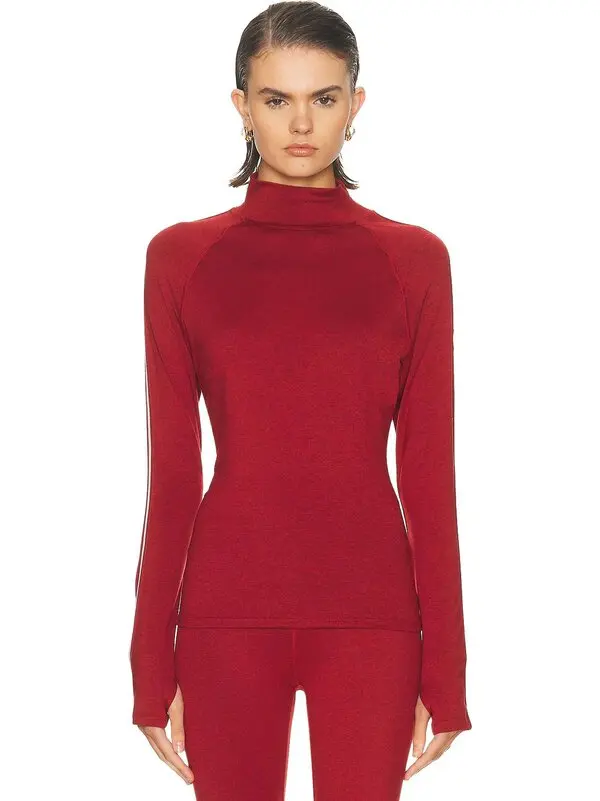 Varley Always Warm Mock Neck Base Layer Top - Red Dahlia Marl
