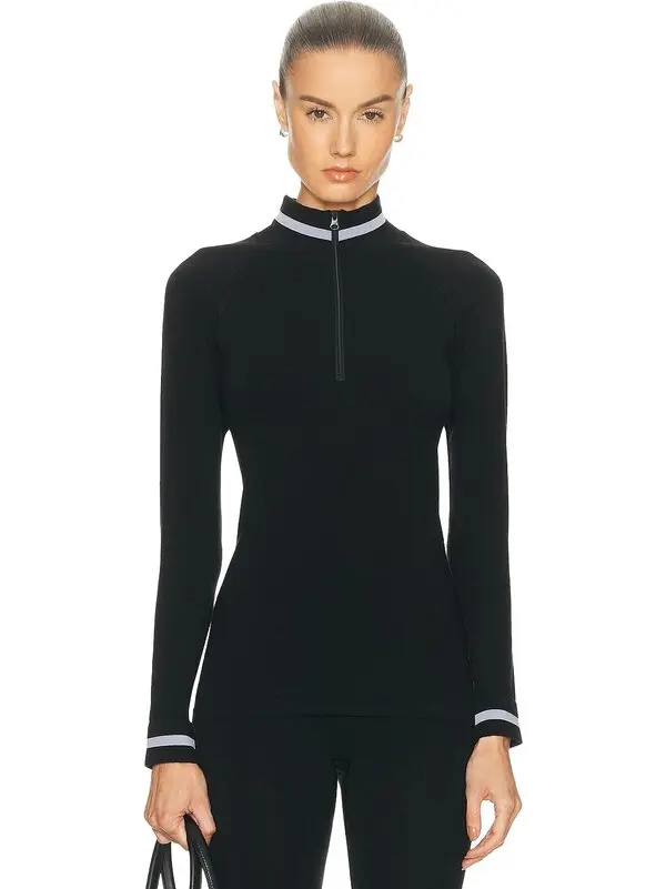 The Upside Seamless Quarter Zip Base Layer Top - Black