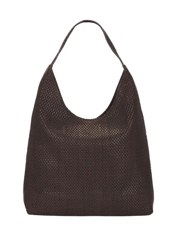 ST. AGNI Lattice Weave Large Tote Bag - Coffee