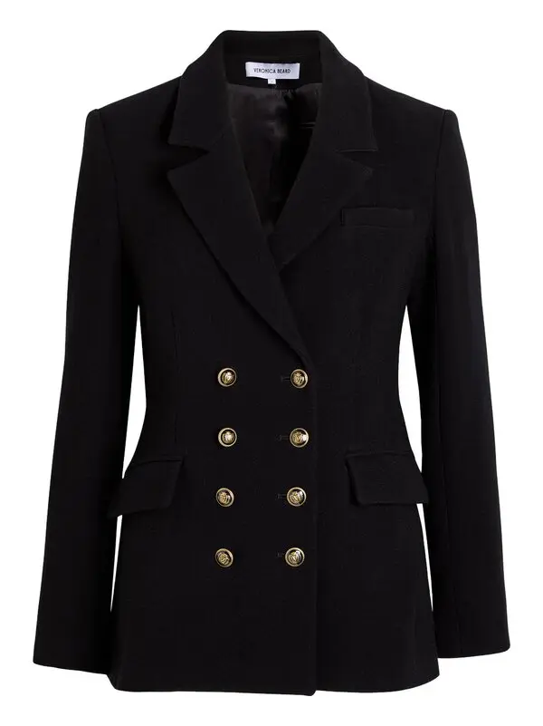 Veronica Beard Claude Dickey Double-breasted Stretch-wool Blazer - Black