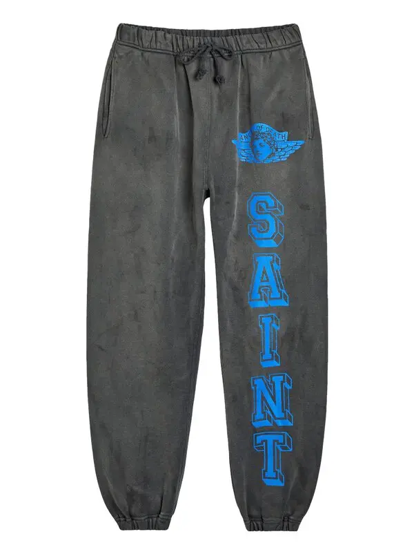 SAINT MXXXXXX Angel Of Death Printed Cotton Sweatpants - Black