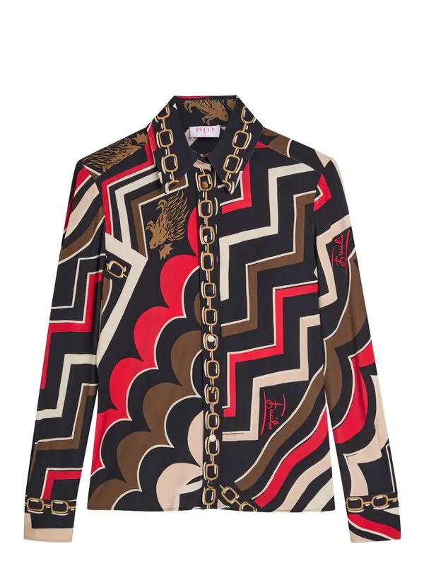 Emilio Pucci Istrice Printed Satin Shirt - Red