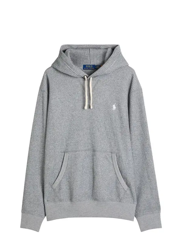 Polo Ralph Lauren Logo-embroidered Waffle-knit Hoodie - Grey