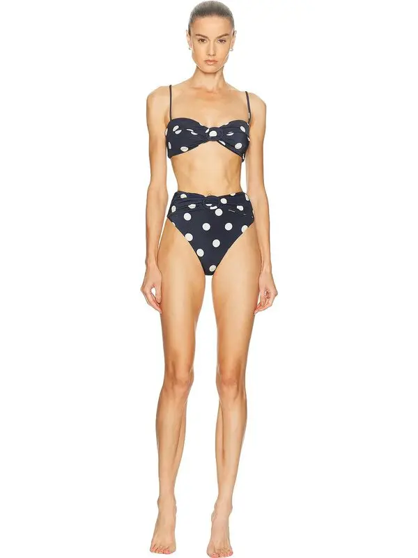 Cult Gaia Alouette Bikini Bottom - Small Dot Deep Lake