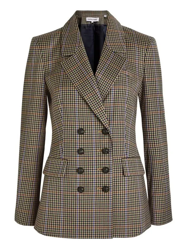 Veronica Beard Claude Dicky Plaid Stretch-wool Blazer - Brown