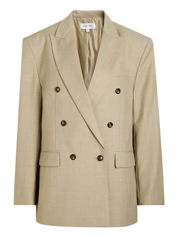 Ronny Kobo 1988 Double-breasted Woven Blazer - Taupe