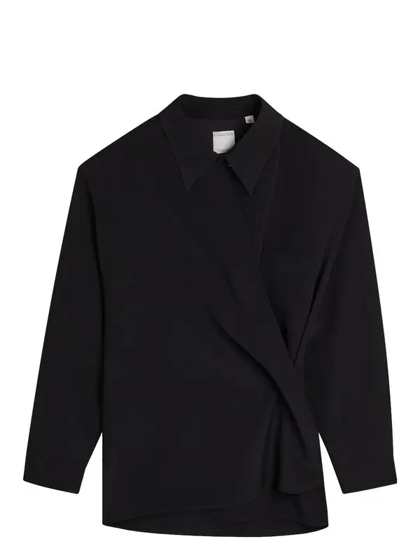Calvin Klein Aleah Wrapped Wool Shirt - Black