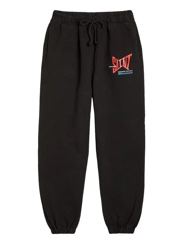 SAINT MXXXXXX Logo-print Cotton Sweatpants - Black