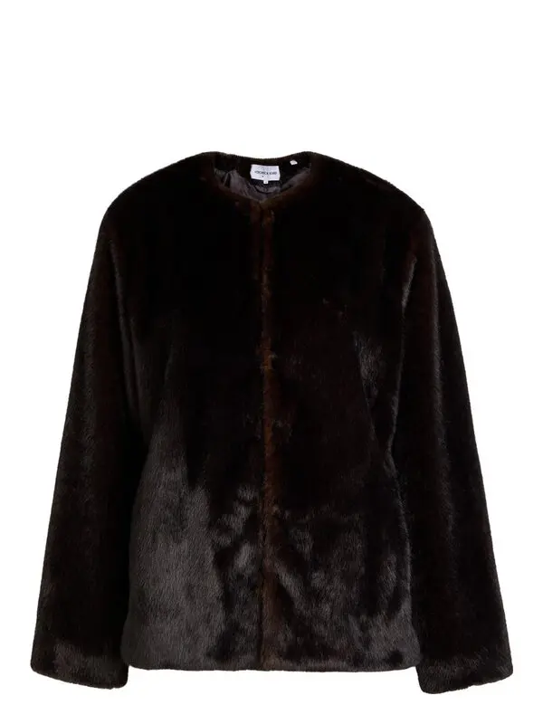 Veronica Beard Griselda Faux Fur Jacket - Dark Brown