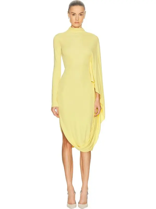 Stella McCartney Crepe Jersey Cape Dress - Mimosa