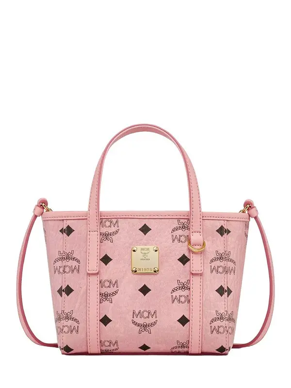 Mcm Extra-mini Toni Top-zip Bag In Visetos - Pink