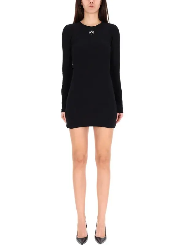 MARINE SERRE Mini Dress With Logo - Black