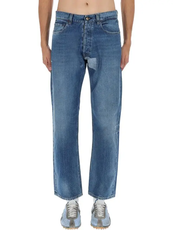 MAISON MARGIELA Straight Leg Jeans With Patch Detail - Blue
