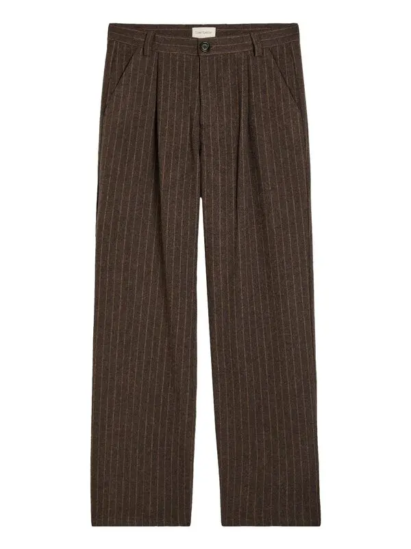 Oliver Peoples Orsman Striped Wool-blend Trousers - Bronze