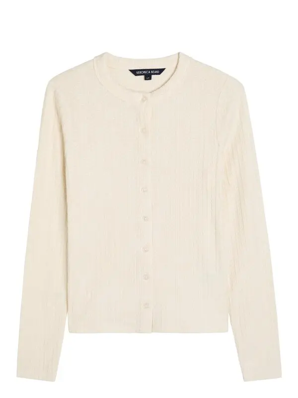 Veronica Beard Lira Pointelle Stretch-knit Cardigan - Ecru