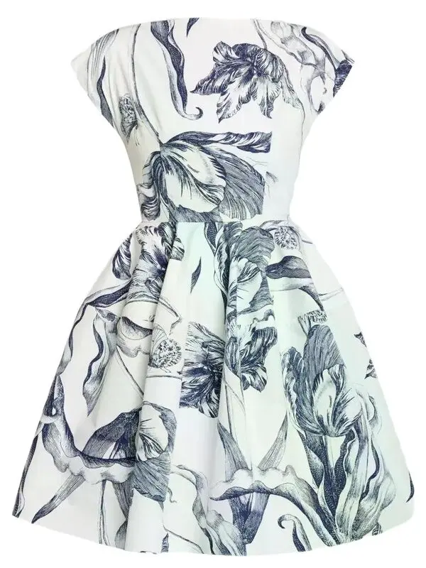 Erdem Floral-print Mini Dress - Neutrals