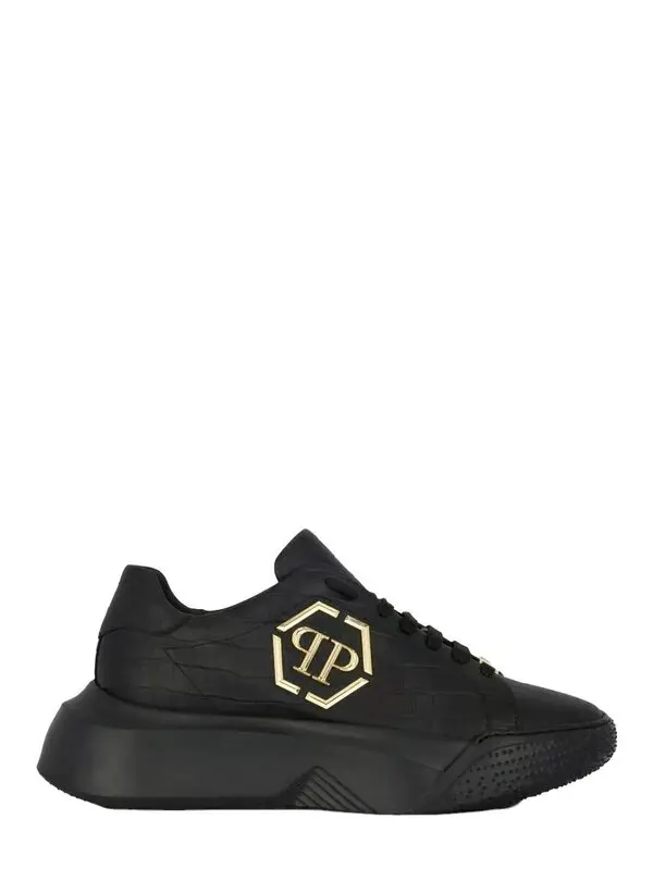 Philipp Plein Crocco Godzilla Runner Sneakers - Black