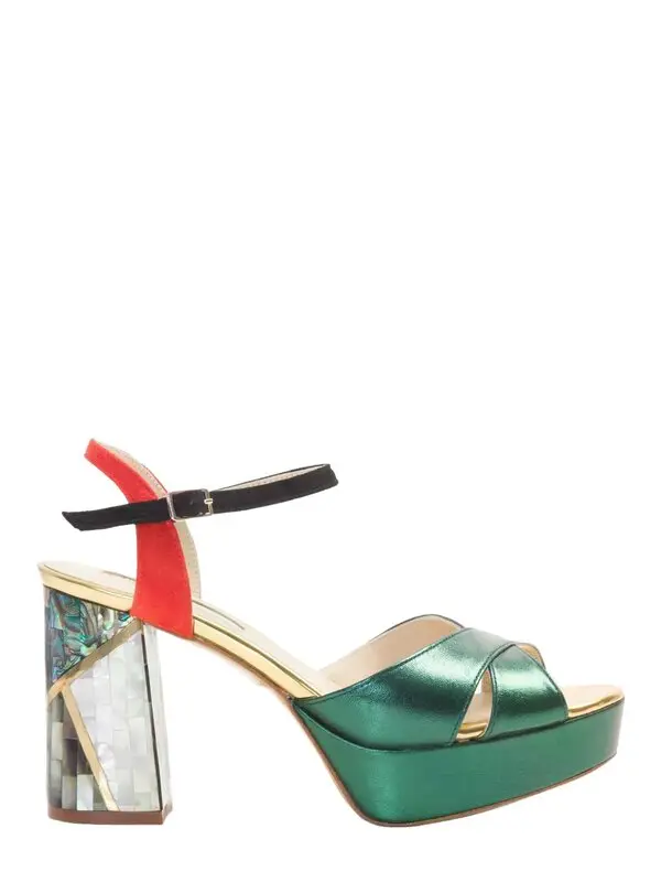 FREYA ROSE Kami Crossover Platform Sandals - Green